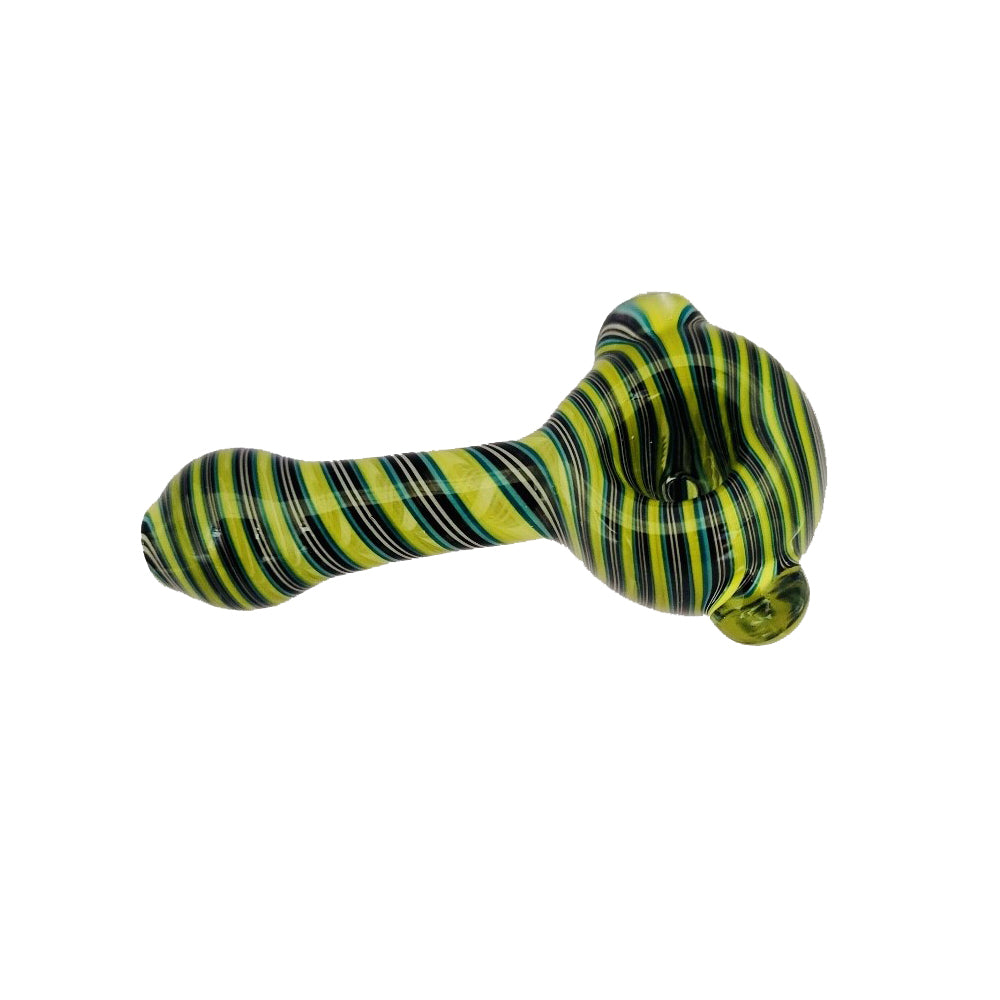 Matty White Glass Spoon Green Stripe – The Treasure Chest FL